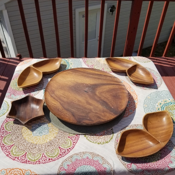 Dining | Mcm Wood Lazy Suzan Appetizer Dish | Poshmark